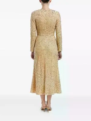 POST MERIDIEM Sequin-embellished Velvet Midi Dress - Neutrals