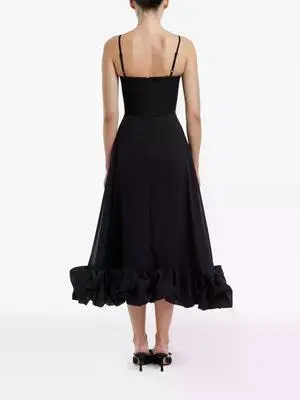 POST MERIDIEM Flounce Bustier Midi Dress - Black