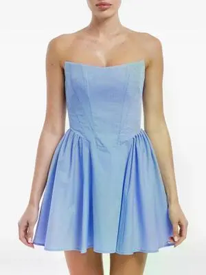 POST MERIDIEM Tuck Corset Mini Dress - Blue