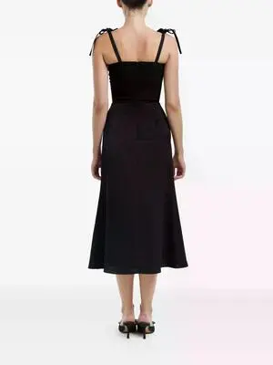POST MERIDIEM Flowy Slit Midi Dress - Black