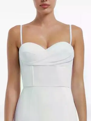 POST MERIDIEM Draped-bodice Flounced Bustier Dress - White