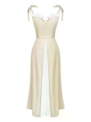 POST MERIDIEM Flowy Slit Midi Dress - Neutrals