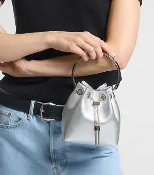 JIMMY CHOO Metallic Bon Bon Top-handle Bag - Silver