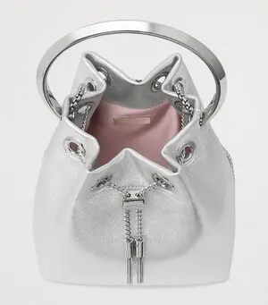 JIMMY CHOO Metallic Bon Bon Top-handle Bag - Silver