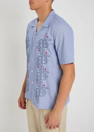 Universal Works Road Fine-striped Cotton Shirt