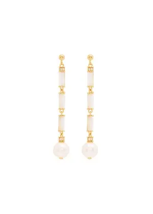 LAURA VANN Column Longline 18kt Gold Vermeil Drop Earrings - Pearl