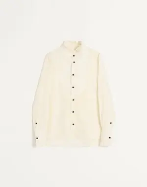 Valentino Garavani Cotton Poplin Shirt With Plastron And Ruffles - Cream