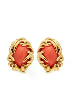 KENNETH JAY LANE Branch And Coral Clip-on Earrings - Gold