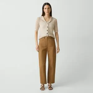 Theory Cropped Barrel Pant In Cotton Twill - Bronze