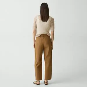 Theory Cropped Barrel Pant In Cotton Twill - Bronze