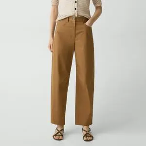 Theory Cropped Barrel Pant In Cotton Twill - Bronze
