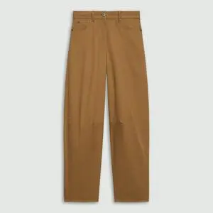 Theory Cropped Barrel Pant In Cotton Twill - Bronze