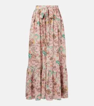 Chloé Gathered Silk Maxi Skirt - Pink