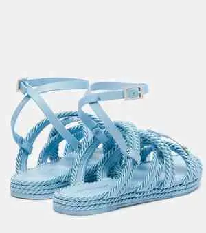 Mach & Mach Embellished Woven Sandals - Blue
