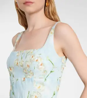 EMILIA WICKSTEAD Mona Floral Cotton Midi Dress - Blue