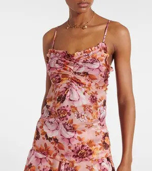 Chloé Ruched Floral Silk Camisole