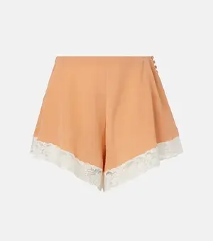 Chloé Lace-trimmed Silk Shorts - Pink