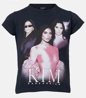 Balenciaga Kim K Shrunk Distressed Jersey T-shirt - Black