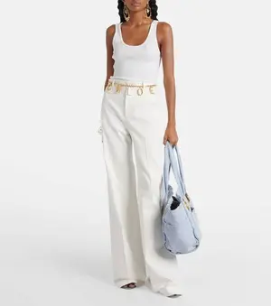 Chloé High-rise Flared Cotton Canvas Pants