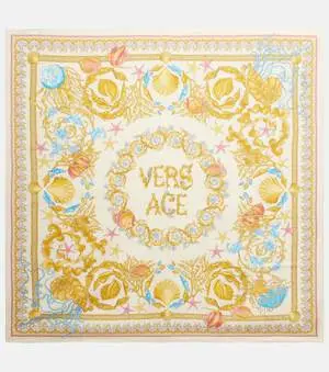 Versace Underwater Barocco Silk Twill Scarf - Yellow