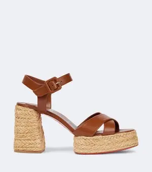 CHRISTIAN LOUBOUTIN Calakala 85 Leather Espadrille Sandals - Brown