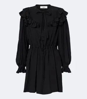 Chloé Ruffled Jacquard Silk Minidress - Black