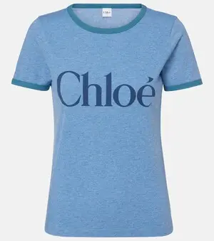 Chloé Logo Cotton-blend Jersey T-shirt - Blue