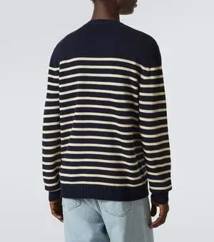 Valentino Garavani Striped Jacquard Wool Sweater - Blue