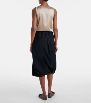 Brunello Cucinelli Gathered Cotton-blend Midi Skirt
