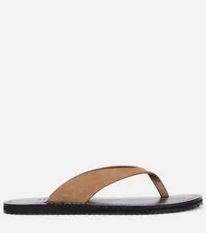 A.emery Flora Suede Thong Sandals - Brown