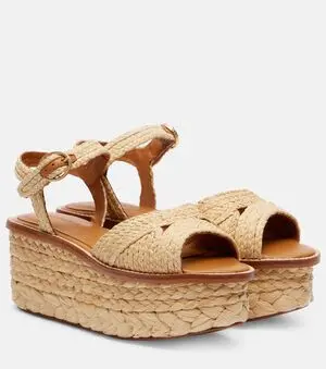 Clergerie Arty Raffia Platform Sandals - Beige