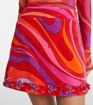 Emilio Pucci Marmo Embellished Cotton Terry Miniskirt - Multicoloured