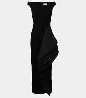 Safiyaa Bree Draped Midi Dress - Black