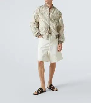 Dries Van Noten Embroidered Cotton Bomber Jacket - Beige