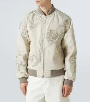 Dries Van Noten Embroidered Cotton Bomber Jacket - Beige