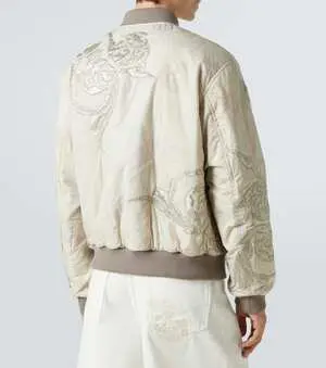 Dries Van Noten Embroidered Cotton Bomber Jacket - Beige