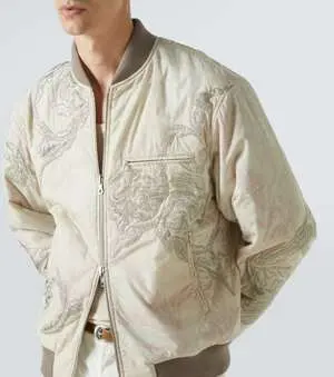 Dries Van Noten Embroidered Cotton Bomber Jacket - Beige