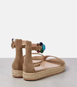 GIANVITO ROSSI Embellished Suede Espadrille Sandals