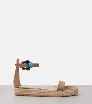 GIANVITO ROSSI Embellished Suede Espadrille Sandals