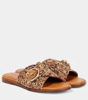 Clergerie Irme Raffia Slides - Brown