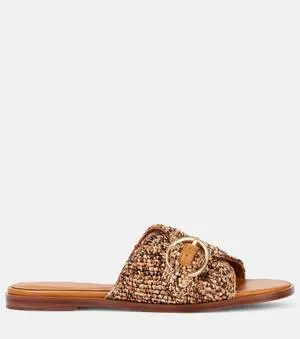 Clergerie Irime Raffia Slides - Brown
