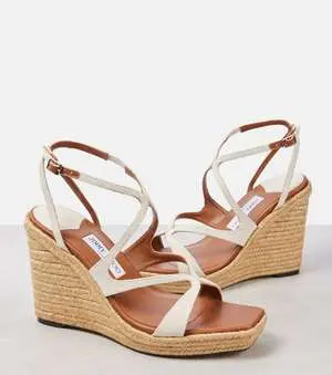 JIMMY CHOO Ayla 110 Espadrille Wedges - White