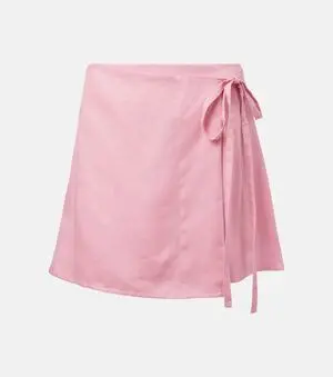 Asceno Positano Linen Miniskirt - Pink