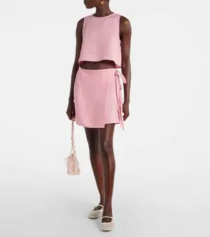 Asceno Positano Linen Miniskirt - Pink