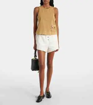 GANNI Cotton-blend Shorts - White