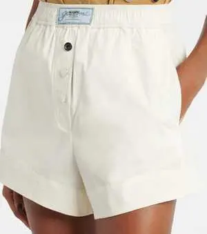 GANNI Cotton-blend Shorts - White
