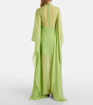 TALLER MARMO Lanzarote Semi-sheer Silk Kaftan - Green