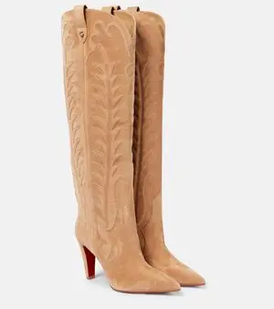CHRISTIAN LOUBOUTIN Santia Botta 85 Suede Knee-high Boots