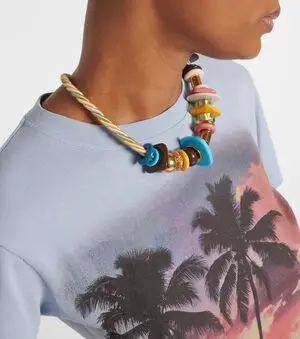 Chloé Printed Cotton Jersey T-shirt - Blue