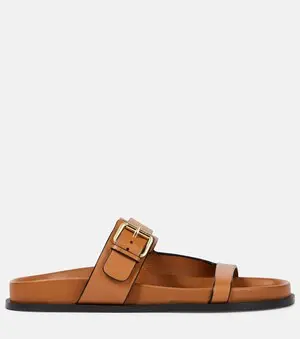 A.emery Prince Leather Slides - Brown